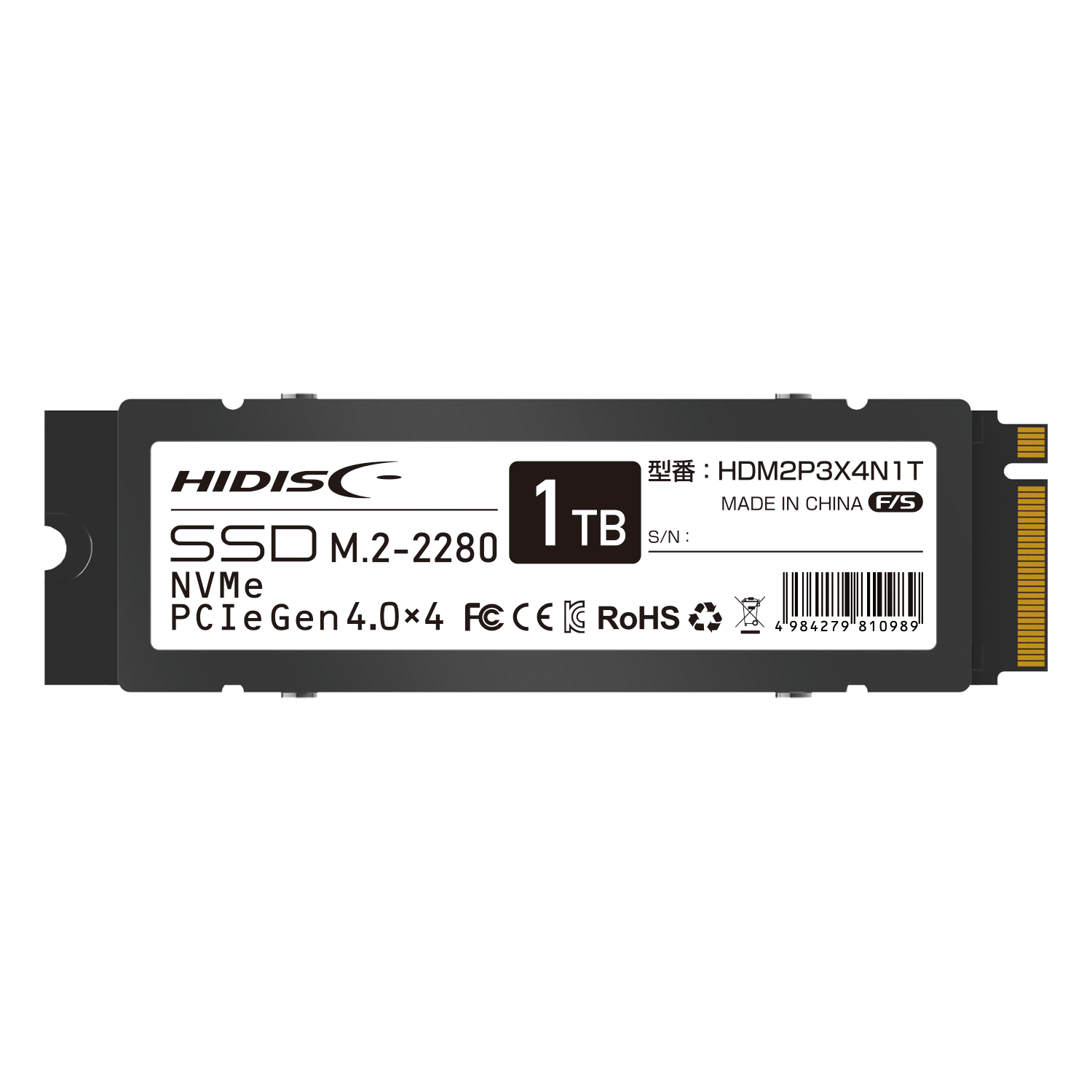 HIDISC Gaming Model SSD M.2-2280(NVMe) PCI Express4.0(x4)冷却用ヒートシンク搭載 ...